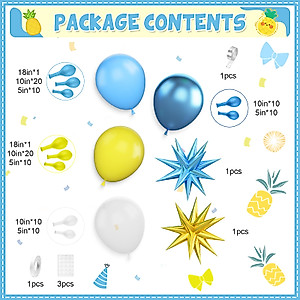 Adorely Yellow Blue Clear Balloon Arch Kit with Explosion Star Balloons, Cartoon Sponge Theme Balloons Garland Kit for Boys Girls Cartoon Sponge Birthday Baby Shower Sponge Bob Party Supplies