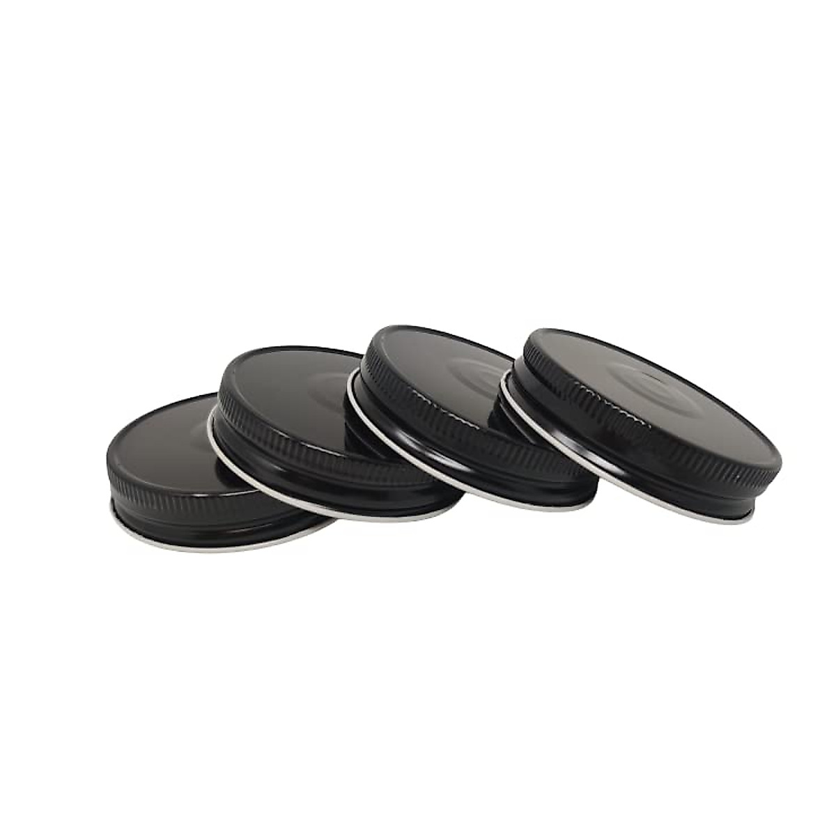 Kitchentoolz Mason Jar Lids, Regular Mouth, for Standard Mouth Mason Jars, Airtight Silicone Seal, Made in USA, Set of 4, Black