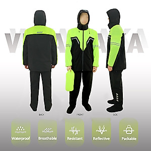 VIKAMAKA Waterproof Rain Suit for Men,Lightweight Rain Jackets and Pants Portable Reflective for Motorcycle Cycling Rain Gear
