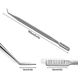 FVION 2 in 1 Eye Lash Lift Tool – Stainless Steel Eyelash Separator Tool for Eyelash Eyebrow Perming Tinting, Metal Lash Lift Rods Tools for Curling Extensions, Precision Lash Comb - Silver