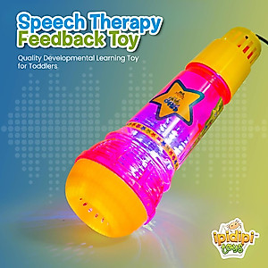 IPIDIPI TOYS Echo Microphone for Kids - Stocking Stuffers, Magic Microphone for Toddlers with Multicolored Flashing Light - Speech Therapy Toys and Retro Gift Mic Toy for Girls (Pink/Yellow)