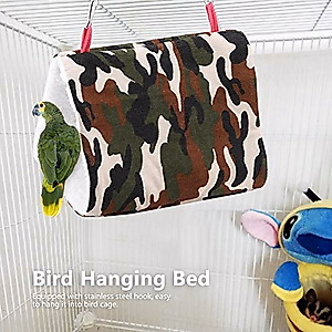 HEEPDD Bird Hammock, Warm Soft Parrot Nest Hanging Hut Tent for Parakeet Cockatiel Lovebird Budgie Finch Canary Cockatoo African Grey Amazon Macaw (#5) Nests