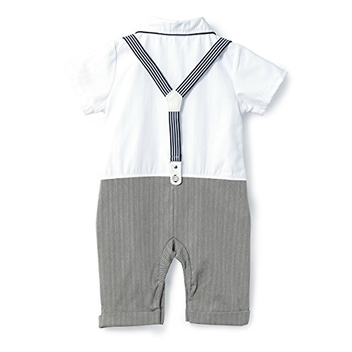 HeMarIsle HMD Baby Boy Gentleman White Shirt Bowtie Tuxedo Onesie Jumpsuit Overall Romper（0-18M） … (A Grey, 70(3-6 Month))