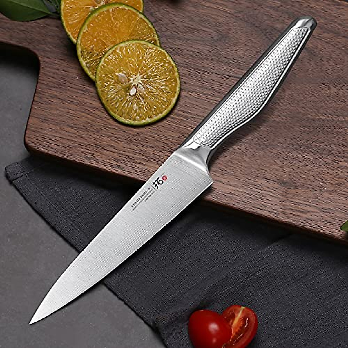TURWHO Chef Utility Knife 6 inch Ultra Sharp Food Knife with Ergonomic Hollow Handle German Stainless Steel Small Kitchen Knife for Cooking Chopping