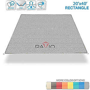 Patio Paradise 20' x 40' Straight Edge Sun Shade Sail, Light Gray Rectangle Outdoor Shade Cloth Pergola Cover UV Block Fabric - Custom 3 Year Warrenty