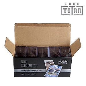 CARD TITAN PRO 3" x 4" Thick Card 130pt Toploader and Soft Sleeves 50ct - Premium Quality Ultra Clear Top Loaders and Penny Sleeves for Trading Cards - Extra Thick Card Sleeves