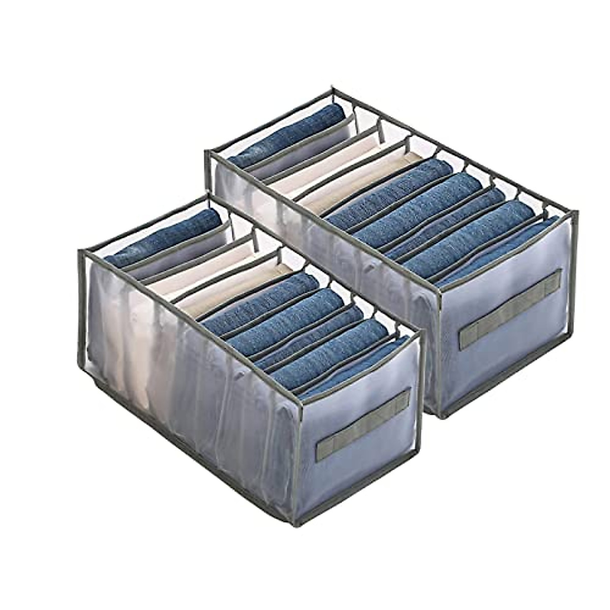 Duyoku Clothes Organizer - Dresser Drawer Organizers 2PCS, Drawer Organizer Clothes, 9 Grids Closet Storage, Washable, for Jeans, Pants, Sweater(GREY)