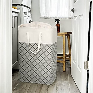 CherryNow Large Laundry Hmaper 90L 2 Pack, Collapsible Laundry Basket Dirty Clothes Hamper with Extended Handles Decorative Basket for Laundry Tall Laundry Bin for Bathroom, Bedroom, Grey