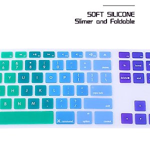 HRH Rainbow Silicone Keyboard Skin Cover for iMac Wired USB Full Size Keyboard with Numeric Keypad A1243(G6 MB110LL/B and MB110LL/A)