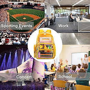 CAMTOP Clear Backpack Heavy Duty PVC Transparent Bag See Through BookBag for Student School Work Festival Sport Travel(17 Inch,Yellow)