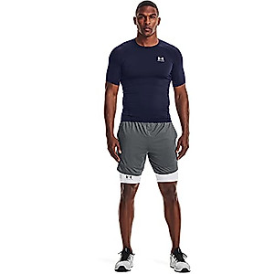 Under Armour mens Armour HeatGear Compression Short-Sleeve T-Shirt , Midnight Navy (410)/White , Large