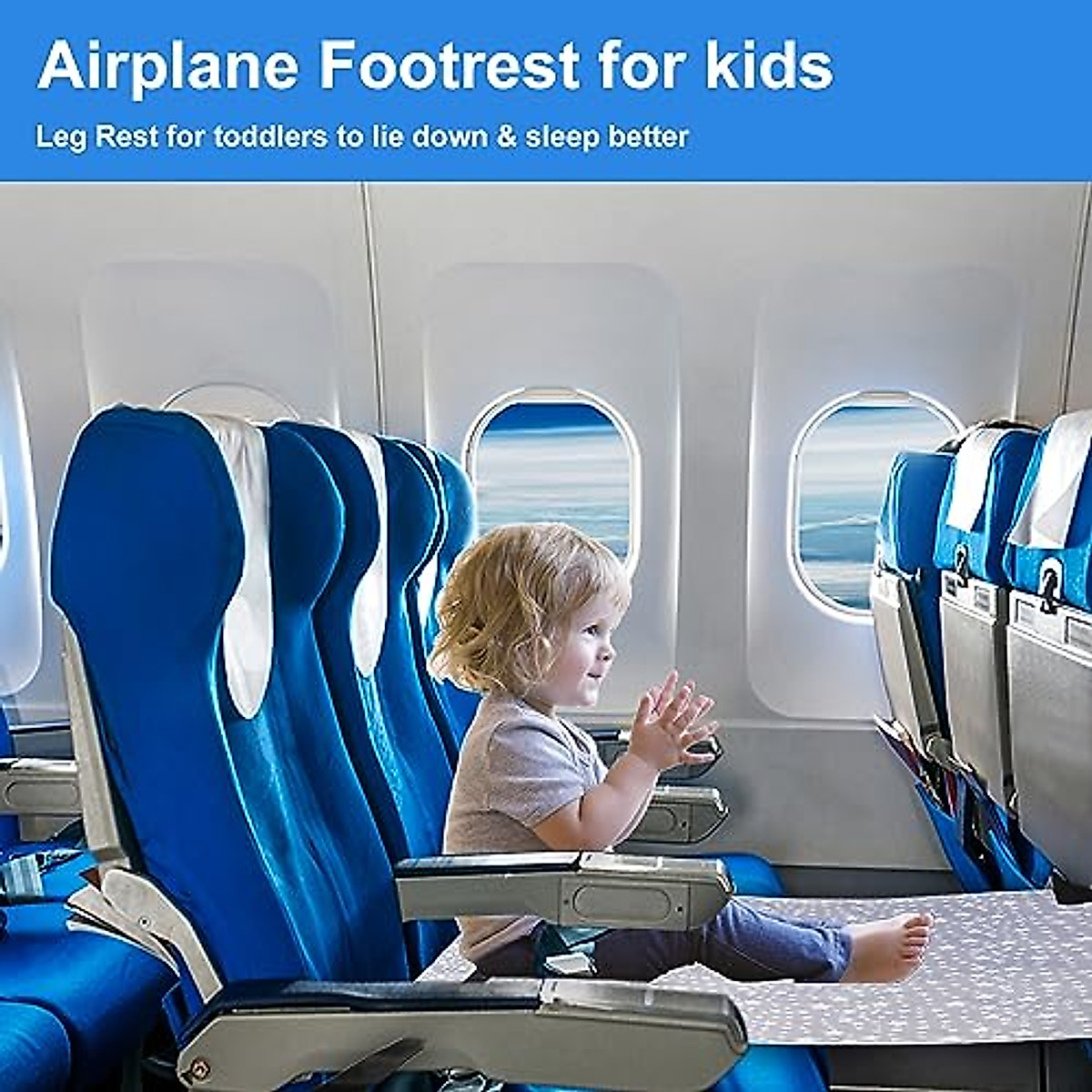 Airplane Footrest for Kids, Light Foldable Toddler Airplane Seat Extender Toddler Airplane Bed Portable Kids Airplane Footrest Travel Accessory for Kids (Stars)