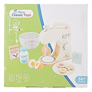 New Classic Toys Wooden Mixer Set Pretend Play Toy for Kids Cooking Simulation Educational Toys and Color Perception Toy for Preschool Age Toddlers Boys Girls , Red,White