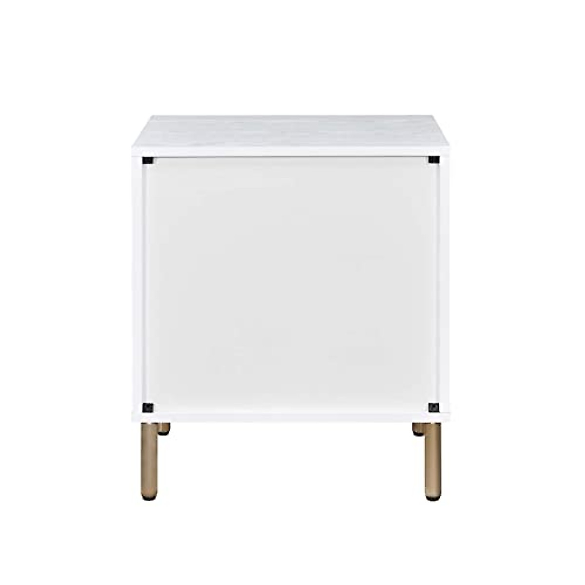 Acme Myles Wooden Storage Nightstand in White and Champagne and Gold