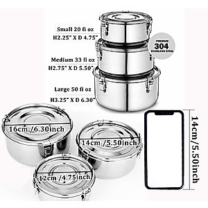Allprettyall Premium Stainless Steel Food Storage Containers 304 Grade The Original Leak-Proof, Airtight, Smell-Proof - Perfect For Camping Trips, Lunches, Leftovers, Soups, Salads