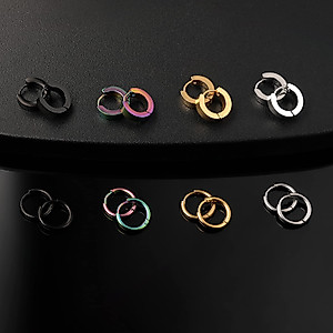 8 Pairs 316L Surgical Stainless Steel Huggie Earrings Hoop Earrings for Women Small Chunky Hoop Earrings Set for Women Men