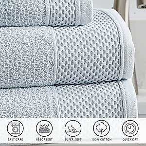 Market & Place 100% Cotton Super Soft Luxury Hand Towel Set | Quick-Dry and Highly Absorbent | Popcorn Textured | 500 GSM | Includes 6 Hand Towels | Park Avenue Collection (Spa Blue)