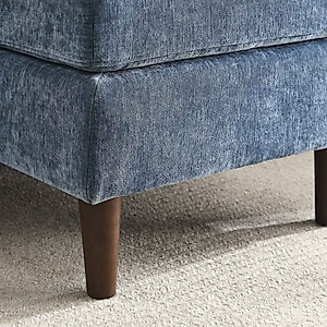 ATY Convertible Sectional Sofa with Removable Ottoman and Cushions, 3 Seats L-Shape Chenille Couch w/Pocket & Rubber Wood Legs, Perfect for Livingroom, Aapartment, Small Space, 80", Navy