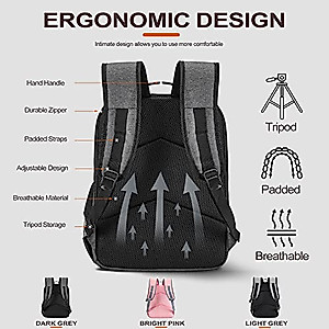 Golkcurx Camera Bag for DSLR/SLR Cameras，Camera Backpack Waterproof for Photographers Dark Grey L