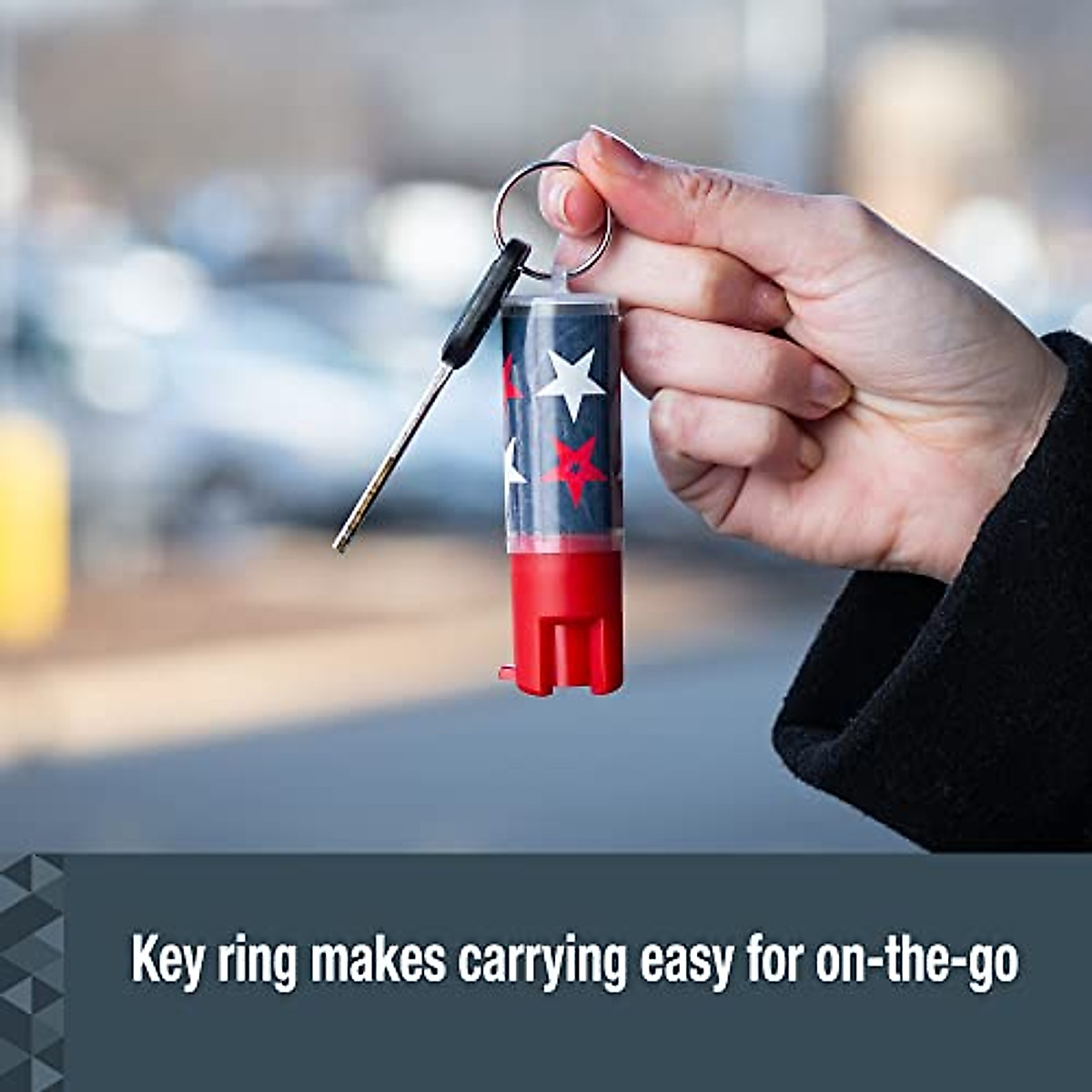 SABRE Pepper Spray With Key Ring, 25 Bursts, 10-Foot (3-Meters) Range, UV Marking Dye, Twist Lock Safety