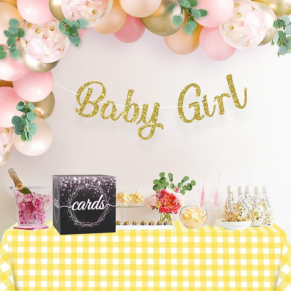 WNINK Black Pink Dot Card Box Design, Cards Receiving Box for Birthdays Party, Wedding Receptions, Bridal & Baby Showers, Graduations, Retirements, Anniversaries