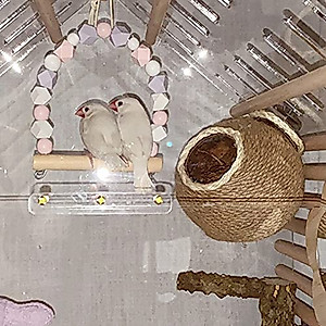 Kelendle Natural Coconut Husk Bird Nest Coco Shell Bird House Bird Coconut Hideaway Parrot Coco Hut Nest Parakeet Coconut Nest for Bird Cage Decoration (Nest)