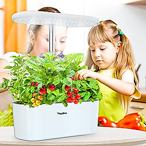Vegebox Hydroponics Growing System, Indoor Herbs Kitchen Garden with Full Spectrum LED Grow Light, Plants Germination Kit 11 pods with Automatic Timer, Adjustable Height Up 14 inch to for Home