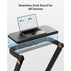 UREVO Treadmill with Desk, 3 in 1 Foldable Treadmill with Removable Desk, Install Free Under Desk Treadmill, 3HP Powerful Walking Treadmill for Office with Remote, Folding Treadmill in 2s Folding