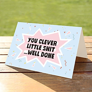 Bablira Funny Congratulations Card for Him Her, Proud Of You Card for Friend Family, Well Done Card, Graduation Card, Passed Test Card, Thank You Card, You Clever Little Shit