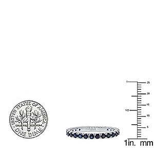Dazzlingrock Collection 2mm Round Blue Sapphire Eternity Wedding Ring for Her in 10K White Gold Size 7