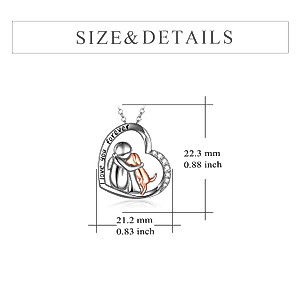 YFN Sterling Silver Keepsake Dog Pendant Necklace I Love You Forever Dog Lover Memorial Gifts for Women (Rose- I Love You Forever)