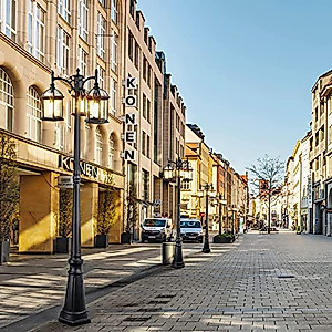 Dusk to Dawn Outdoor Lamp Post Light with 3 LED Bulbs, Triple Head Aluminum Street Light Post for Outside with Sensor, Waterproof Birdcage Pole Lighting Fixture for Backyard Garden Patio Driveway