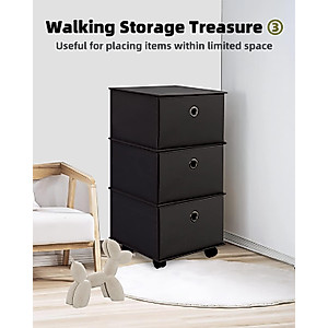 Foldable 3 Drawer Storage, Portable Fabric Storage Dresser with Wheels, 3 Drawer Organizer Easy Assembly, Space-saving Stylish Drawer Dresser for Bedroom, Closet, Entryway, Garage, Nursery, Office