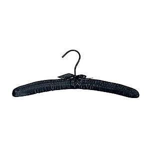 NAHANCO 806-25 15" Black Satin Padded Hanger with Matching Bow and Hook. Pack of 6 (Pack of 6)