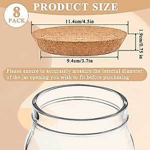 Lainballow 8 Pcs Cork Lids, 3.8-4.5 Inch Large Wooden Cork Stoppers, Wood Tapered Canning Jar Lids, Glass Jar Cork Plugs for Mason Jars, Kitchen Jars, DIY Gift Jars