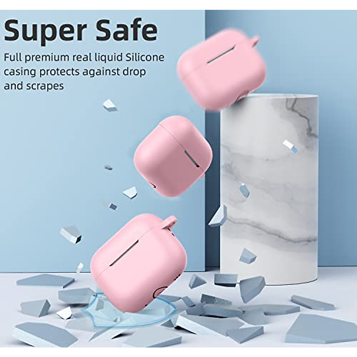 IMIVIO Airpods Pro 2 Case Cover 2022/Pro 2019, Soft Silicone Protective Charging Cover Skin Compatible Apple Airpods Pro 2nd/1st Generation Case for Women Men with Keychain, Front LED Visible (Pink)