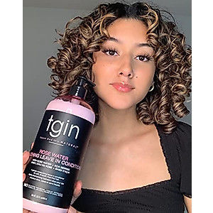 tgin Rose Water Smoothing Leave-In Conditioner for Natural Hair - Protective Styles - Curls - Waves - Detangler - Great for low porosity hair - Fine hair 13oz