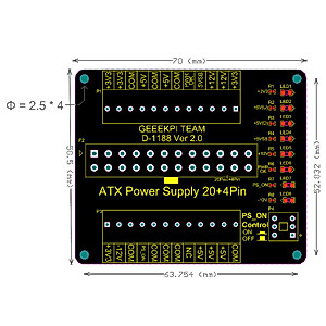 GeeekPi 24/20-pin ATX DC Power Supply Breakout Board Module Adapter, Terminal Block Breakout Module for Computer PC