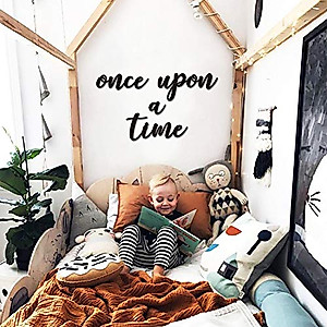 Huray Rayho Once Upon a Time Wood Sign Nursery Wall Decor Words Art Hanging Decor for Family Bookshelf, Reading Nook, Daycare, Classroom - Baby Shower Birthday Gift Ideas for Kids Toddlers Boys Girls