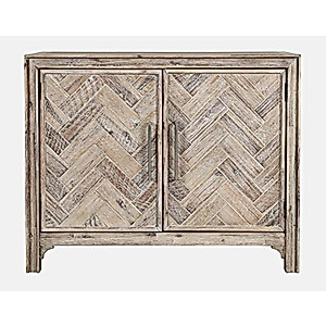 Jofran Gramercy Mid-Century Modern Chevron Two Door Accent Chest Cabinet, 40", Grey Wash