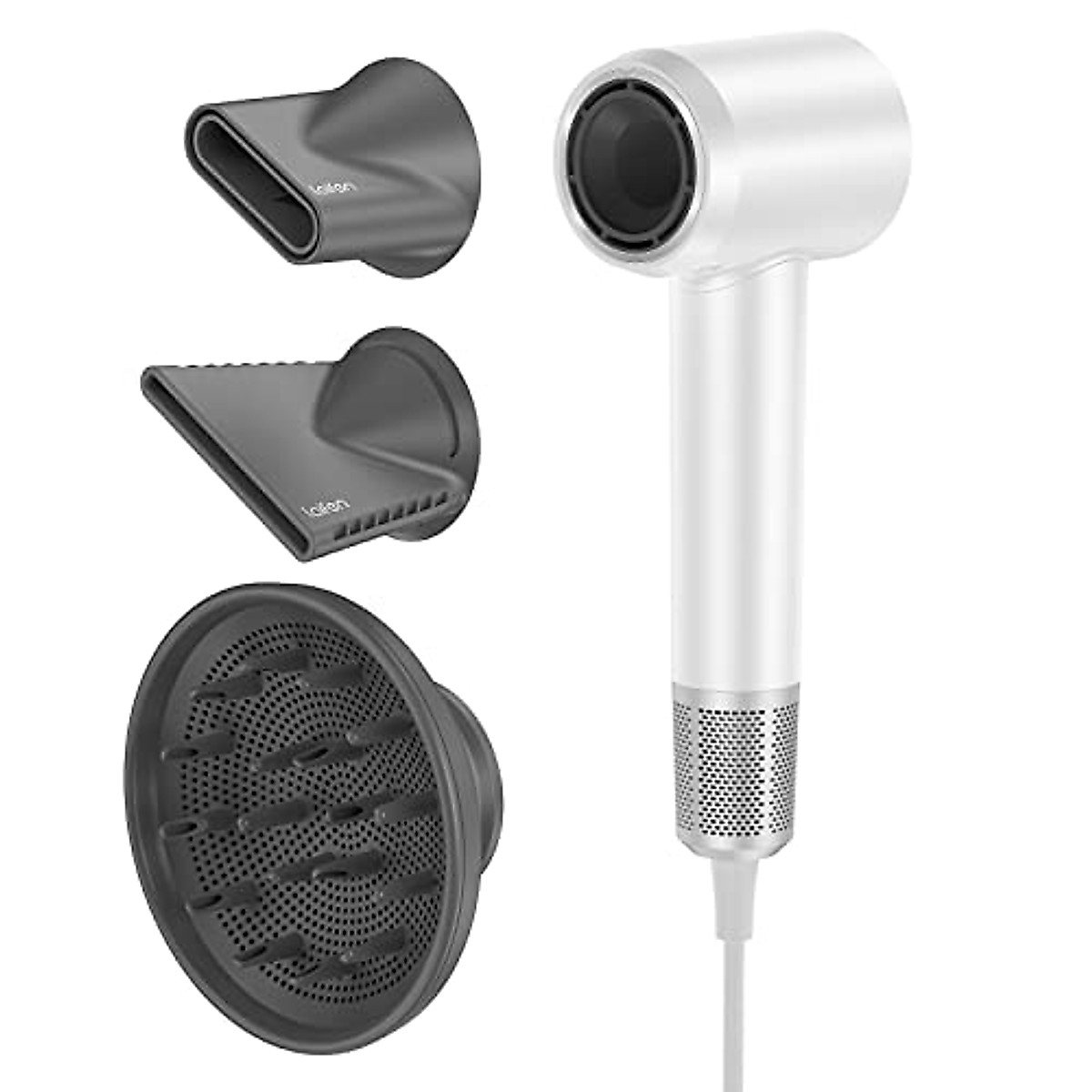 Laifen Hair Dryer, Negative Ionic Blow Dryer with High-Speed Brushless Motor for Fast Drying, Low Noise Thermo-Control Hairdryer with Magnetic Nozzle, Styling Concentrator & Diffuser (White)