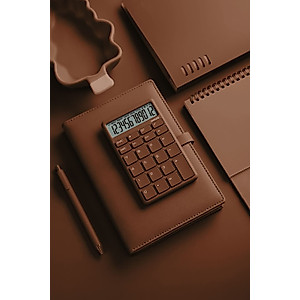 UNIONE Pocket & Desktop Beige Calculator with a Bright LCD, Dual Power Handheld Desktop. Color. Business, Office, High School