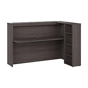 Bush Business Furniture Studio C Reception Desk with Shelves, 72W, Storm Gray
