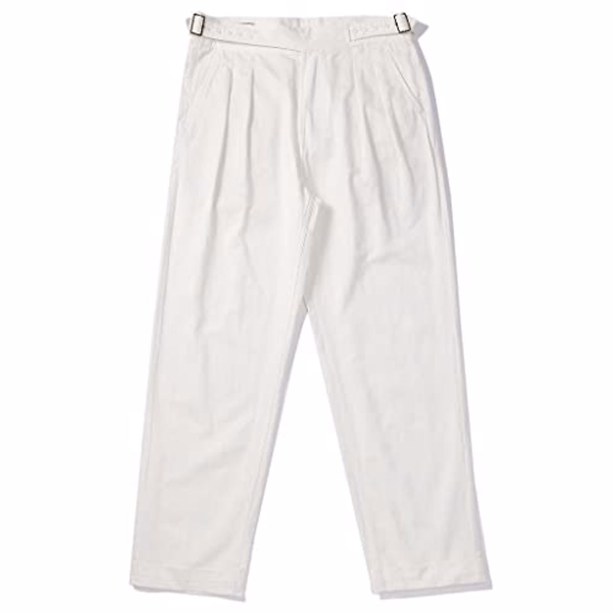 SNOLY Men's Spring Fall Retro Cotton Tapered Leg Flat Front Chino Pant Straight Western Gurkha Pants (as1, Alpha, m, Regular, Regular, White, Regular)