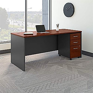 Bush Business Furniture Series C Office Desk with Mobile File Cabinet, 72W x 30D, Hansen Cherry