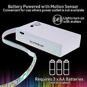 Xtreme Lit 6.5ft Indoor Motion Activated RGBW Color-Changing LED Light Strip, Battery Powered
