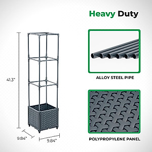 KOBAZ Raised Garden Bed with Tomato Planter Cage, Trellis Planter Boxes for Outdoor Patio Greenhouse Gardening Climbing Vegetables