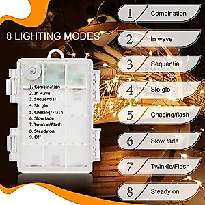 Fairy Lights Battery Operated, Copper String Lights 33ft 100 LED with 8 Modes Indoor Outdoor, Waterproof Twinkle Lights with Remote Control for Christmas,Bedroom,Patio,Wedding Party,Backyard