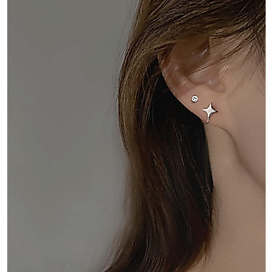 Reffeer Solid 925 Sterling Silver Star Cuff Earrings Cartilage Wraps for Women Helix Earrings Star Clip On Earrings No Piercing (A-Silver)