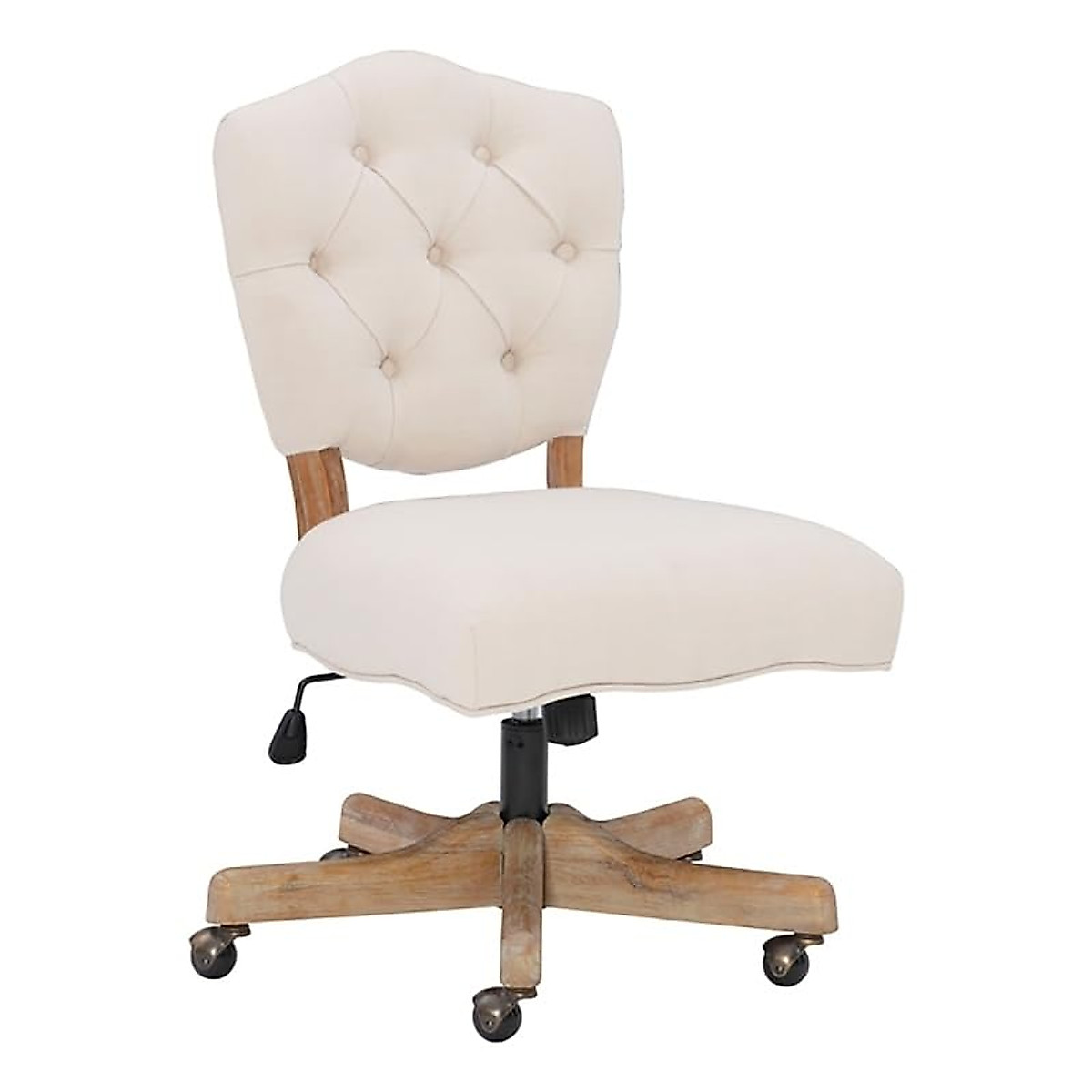 Riverbay Furniture Transitional Fabric Tufted Swivel Office Chair in Beige